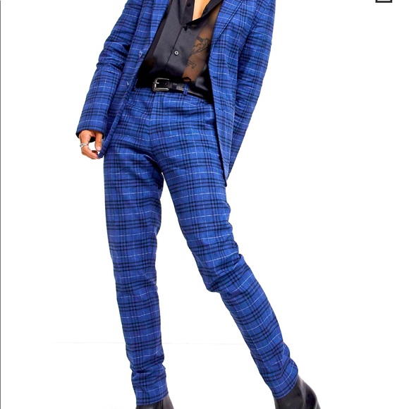 ASOS | Pants | Blue Checkered Pants | Poshmark
